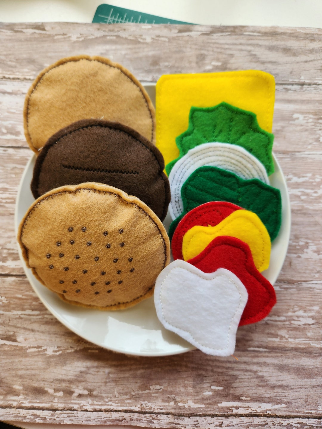 Felt Hamburger, Felt Cheese Burger, Pretend Hamburger, Pretend Play ...