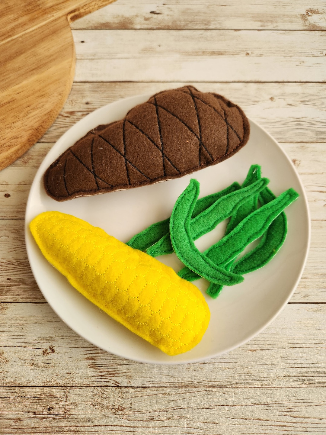 Felt Steak Dinner, Felt Corn on the Cob. Felt Beans, Play Kitchen ...