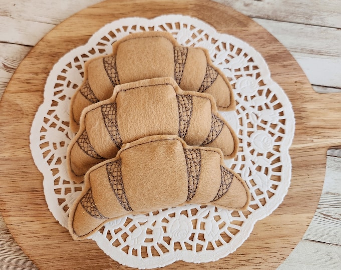 Felt Croissant, Felt Bread, Play Food, Felt Play Food, Play Kitchen ...