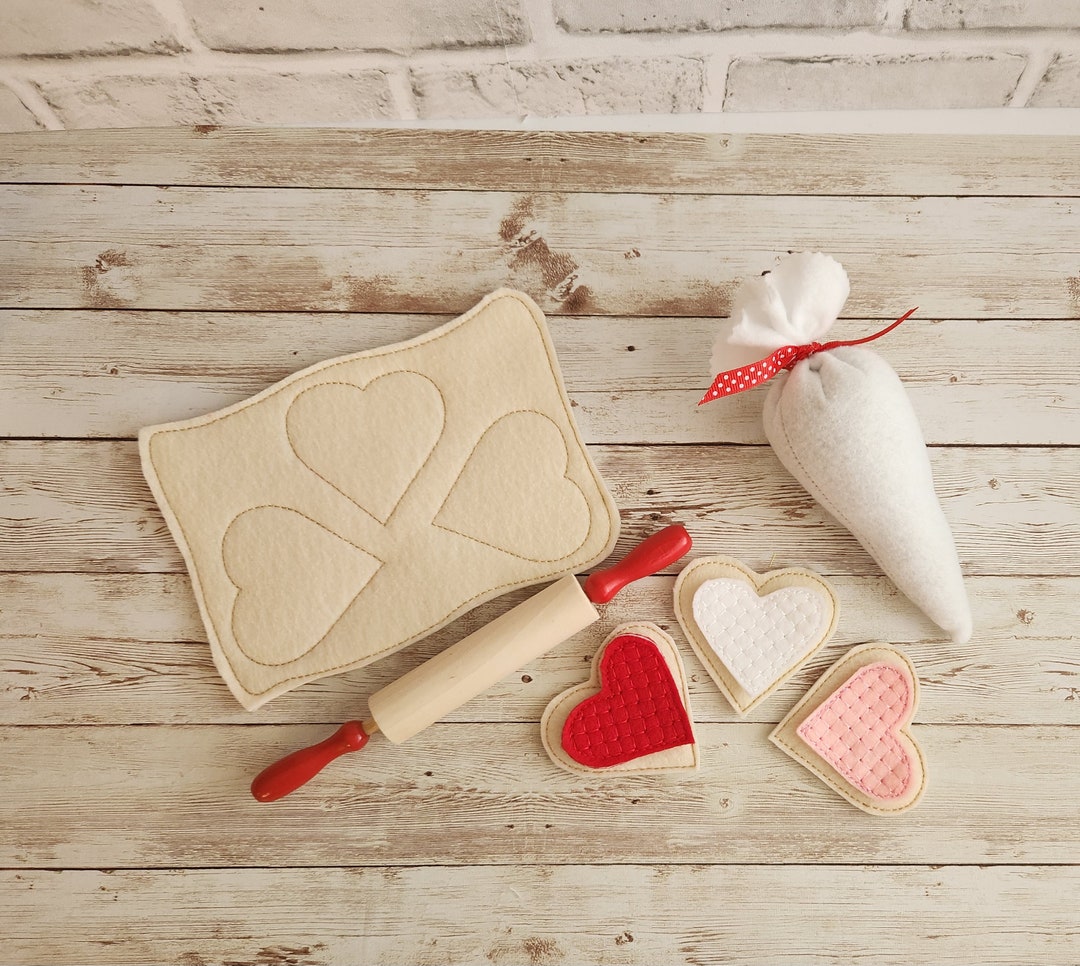 Valentine's Cookies Set, Felt Cookies, Pretend Cookies, Pretend Felt ...