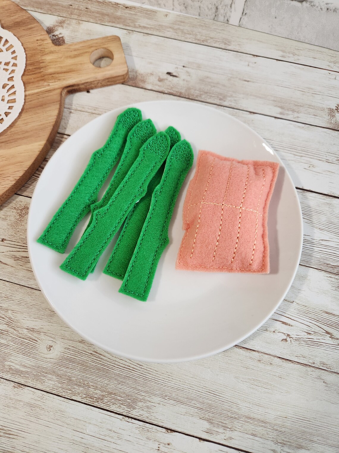Felt Food Set, Felt Salmon Dinner, Felt Asparagus, Play Kitchen ...