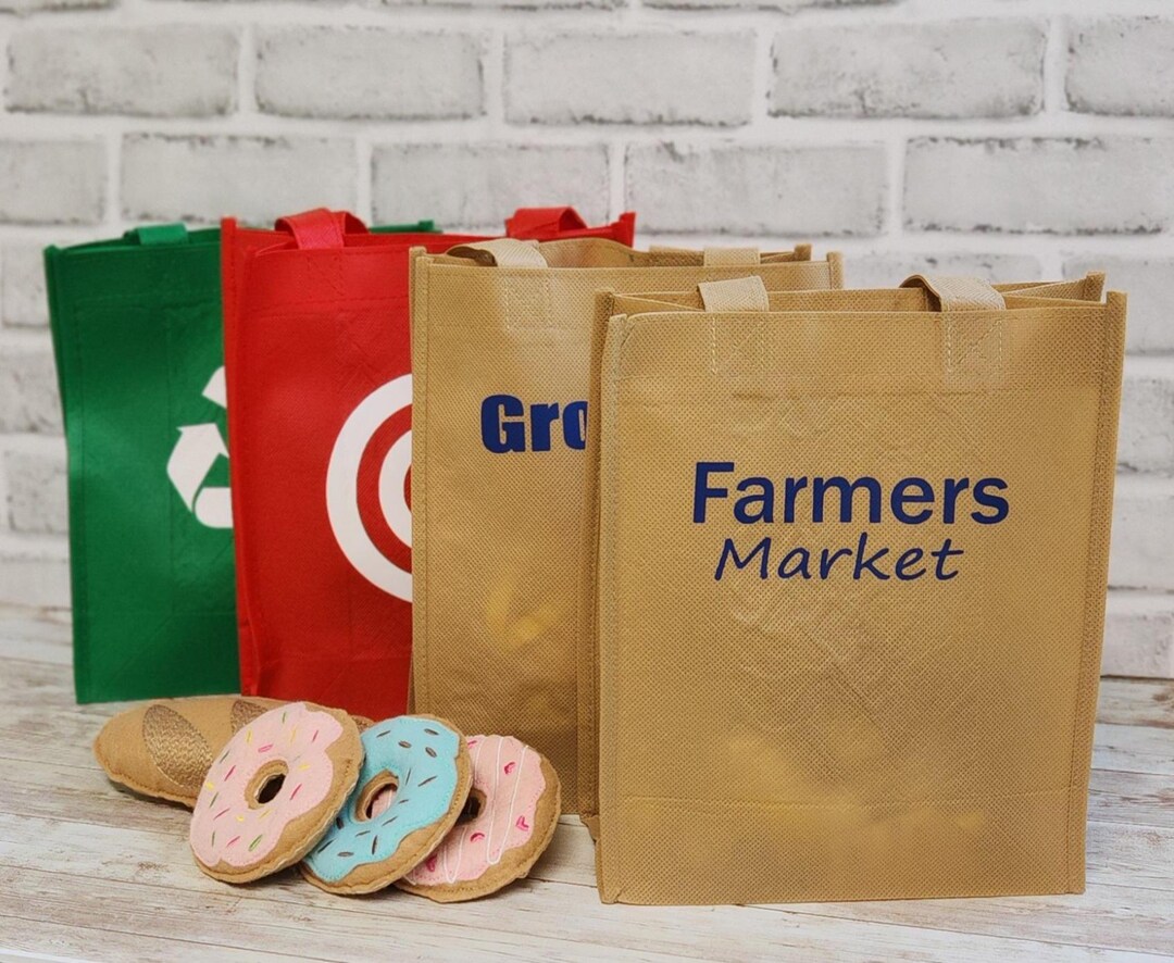 Kids Play Shopping Bag, Pretend Grocery Bag, Pretend Play Store, Play ...