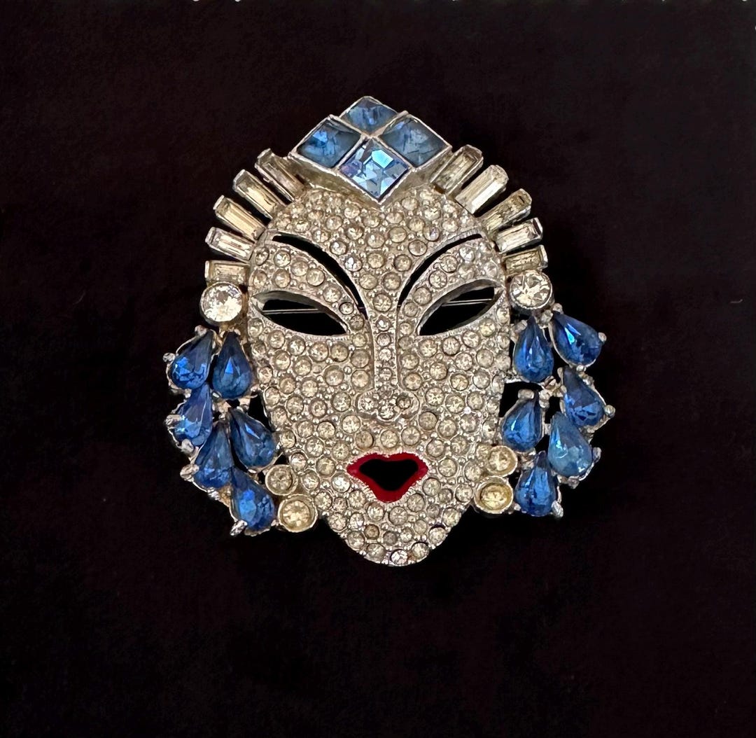 1940s Mazer Asian Princess Mask Brooch - Etsy