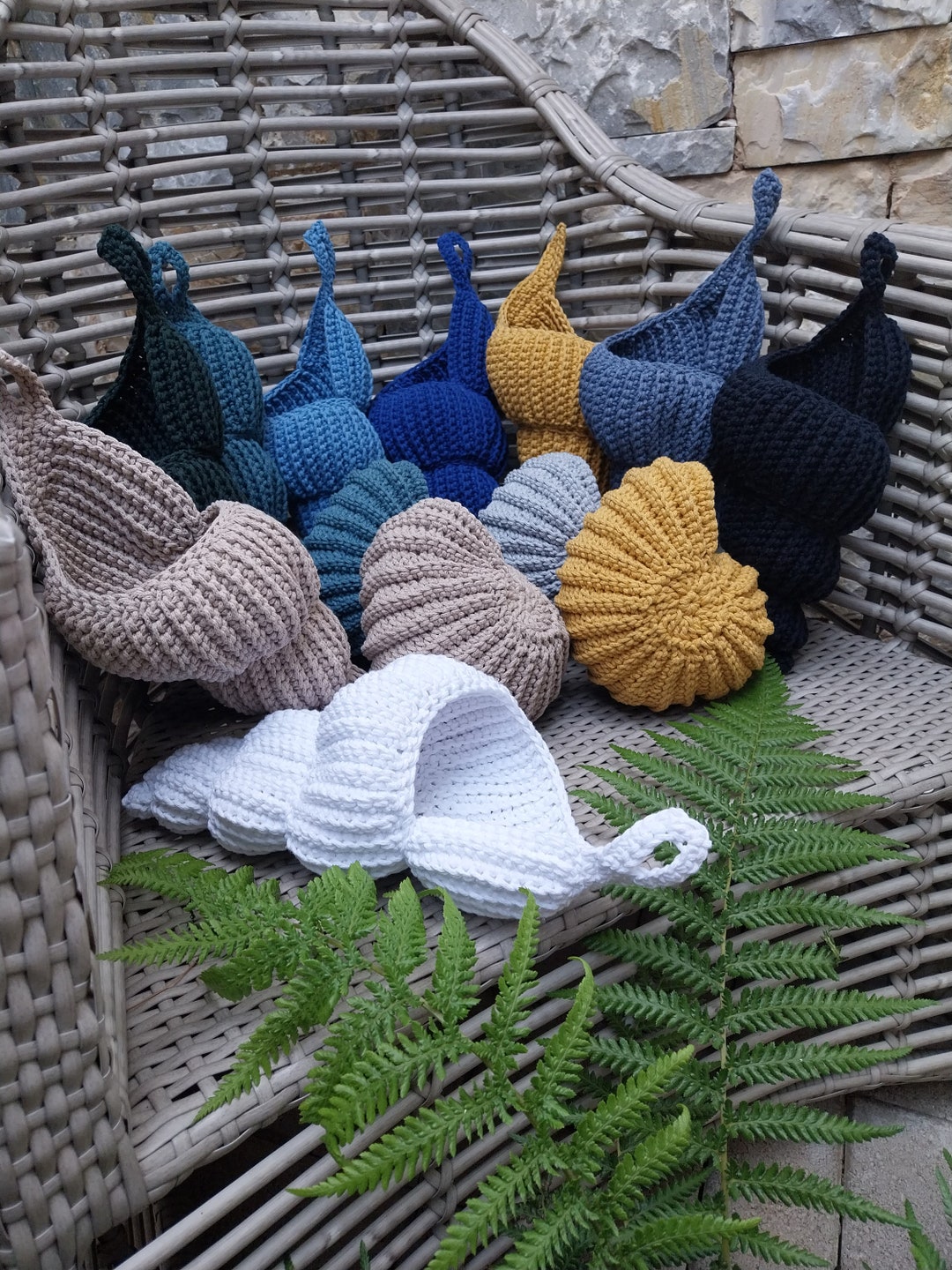 Crochet Shell Basket, Eco Friendly Decor, Jewelry Holder, Makeup ...