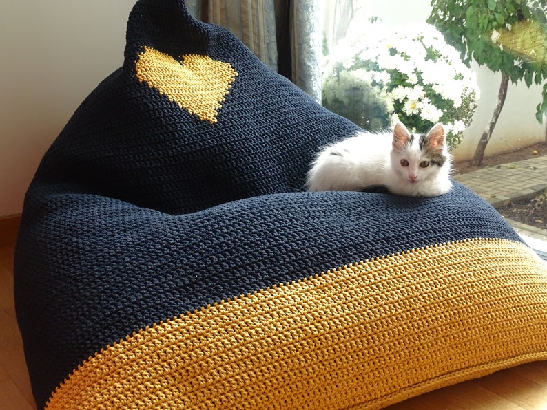 Custom Sack Bean Bag S/M/L/XL, Crochet Lounge Bean Chair for Nursery ...