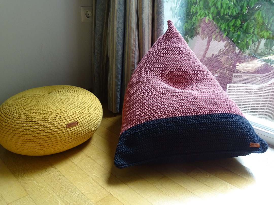 Sofa Sac Bean Bag Chair, Crochet Lounge Bean Chair for Nursery, Living ...