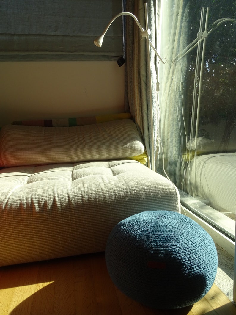 Crochet Stuffed Pouffe Ottoman Pouf 50% Cotton50 Balls Bean - Etsy