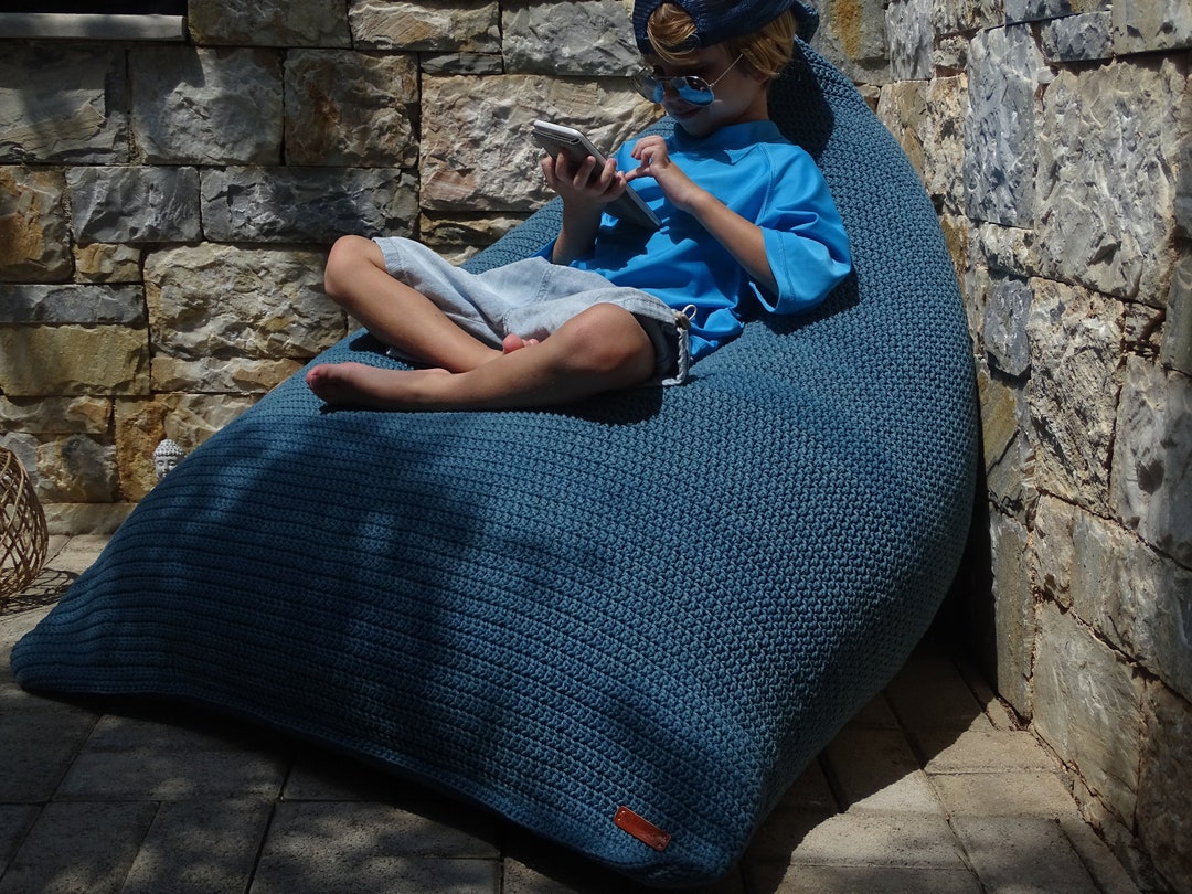 Sofa Sac Bean Bag Charir, Crochet Lounge Bean Chair for Nursery, Living ...