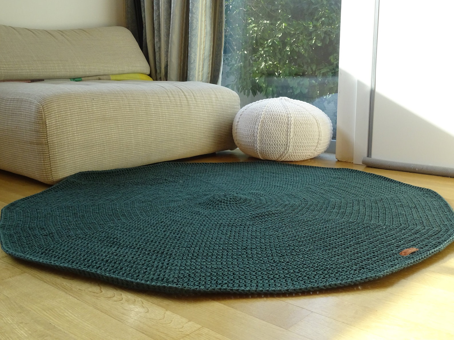 Macrame Cord Round Green Nursery Rug, Crochet Cotton Floor Carpet ...