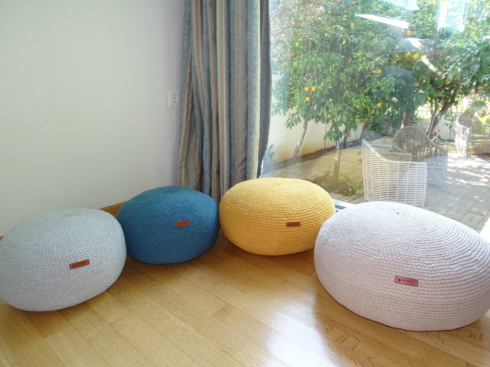 Crochet Stuffed Pouffe Ottoman Pouf 50% Cotton50 Balls Bean - Etsy