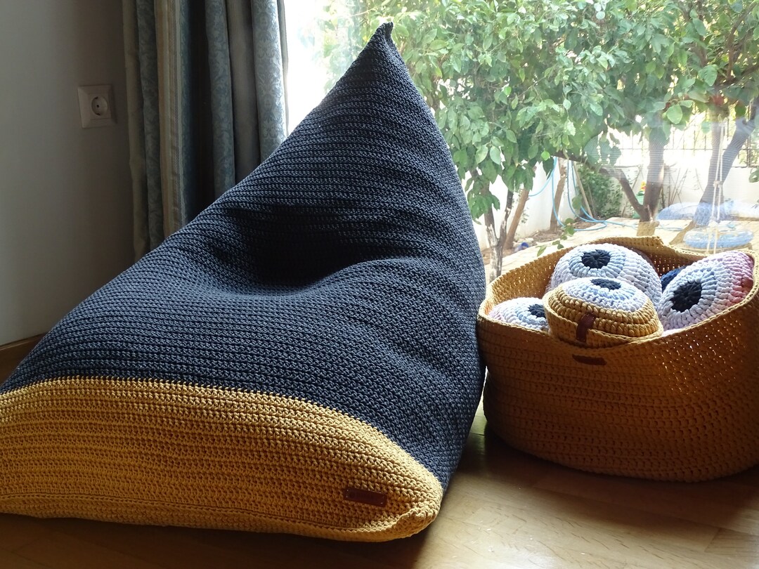 Sofa Sac Bean Bag Chair, Crochet Lounge Bean Chair for Nursery, Living ...