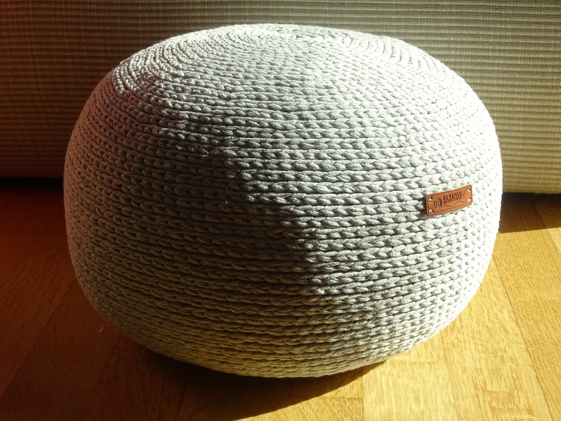 Crochet Stuffed Pouffe Ottoman Pouf 50% Cotton50 Balls Bean - Etsy