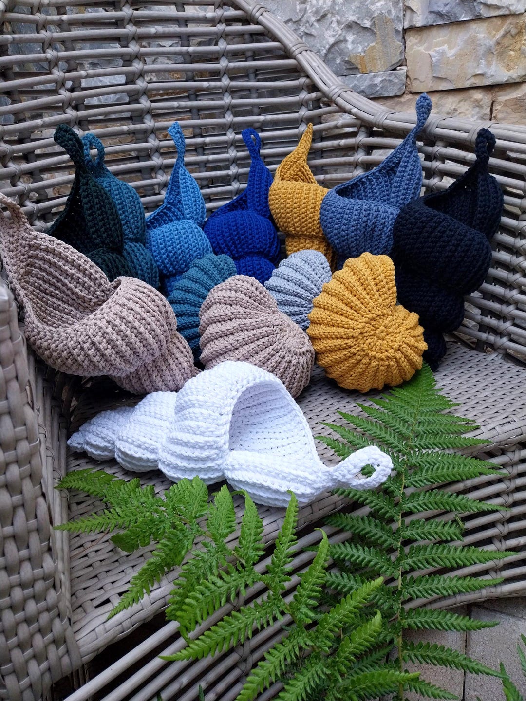 Crochet Shell Basket, Eco Friendly Decor, Jewelry Holder, Makeup ...