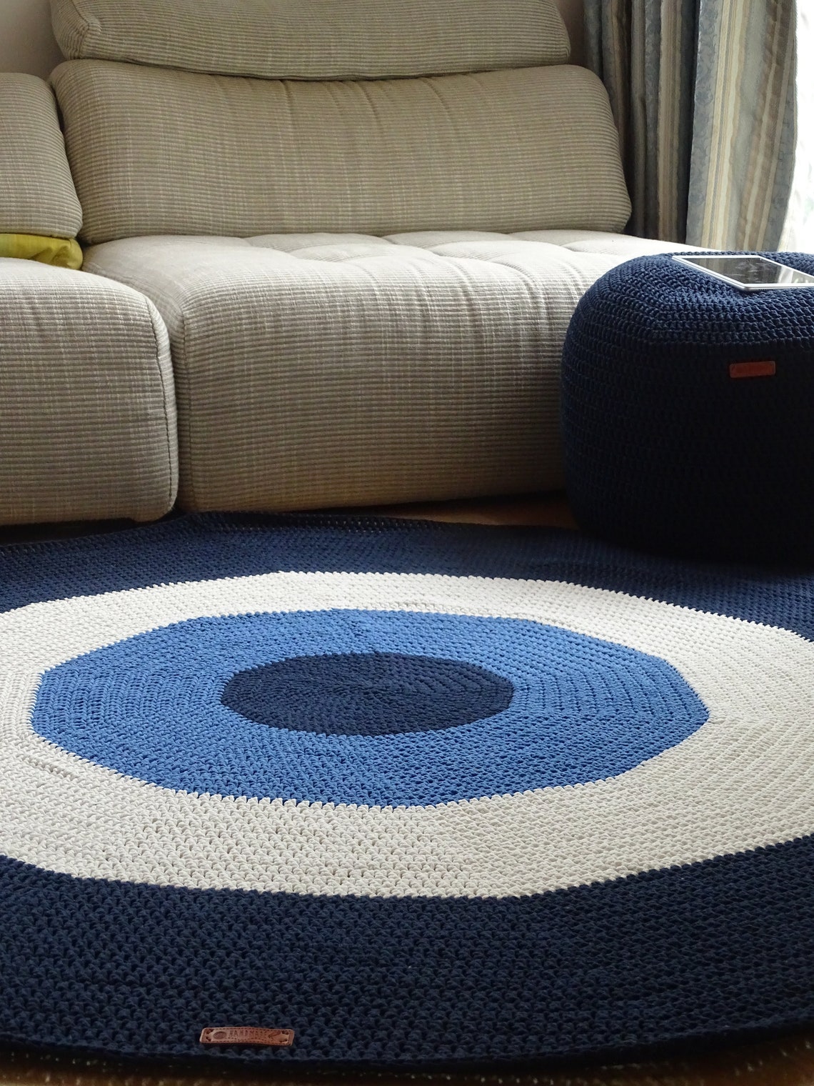 Macrame Cord Lucky Charm Round Carpet for Lounge Area in Living Room ...
