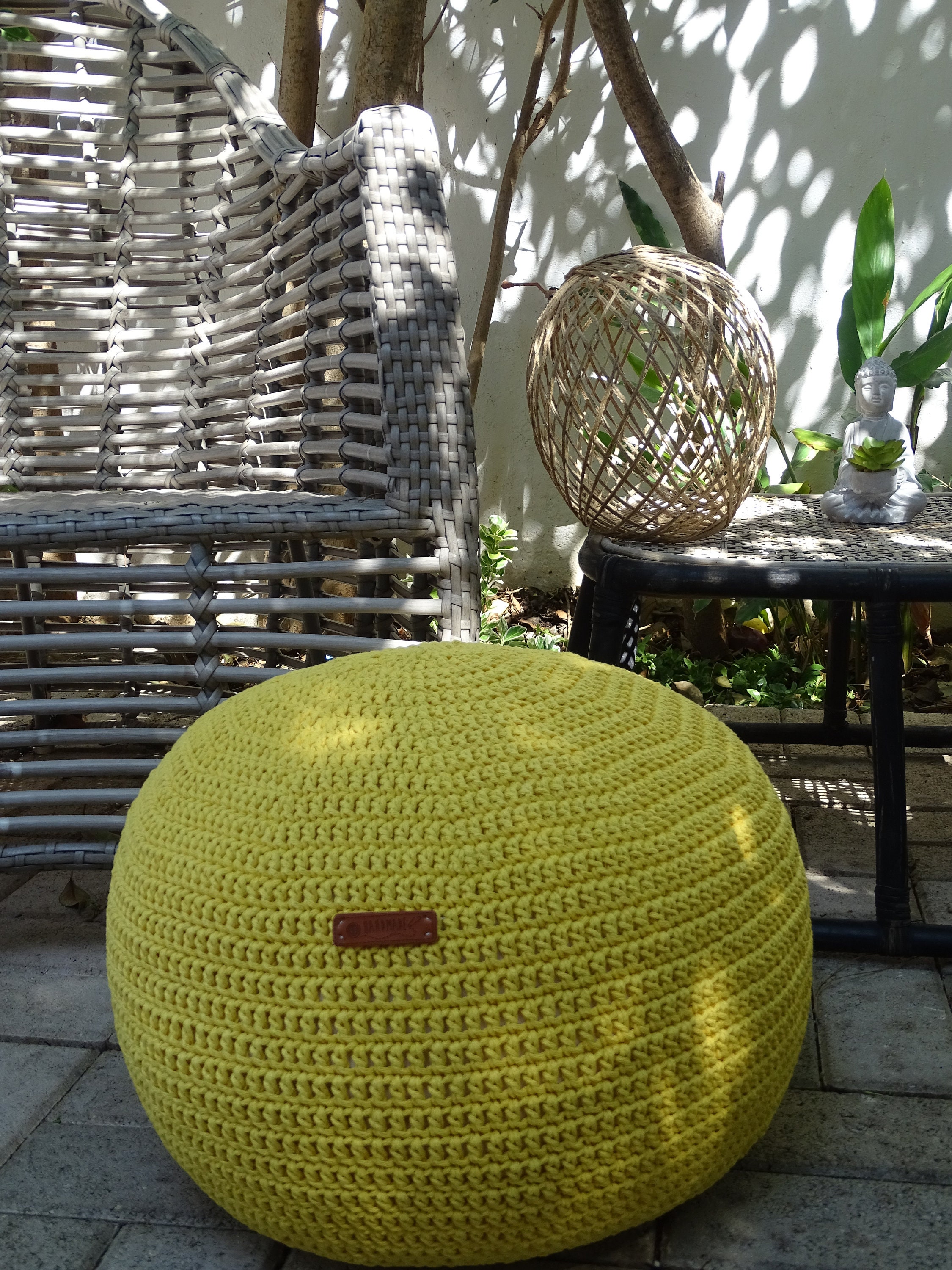 Macrame Cord Crochet Stuffed Pouffe/ottoman Pouf, Bean Bag, Floor ...