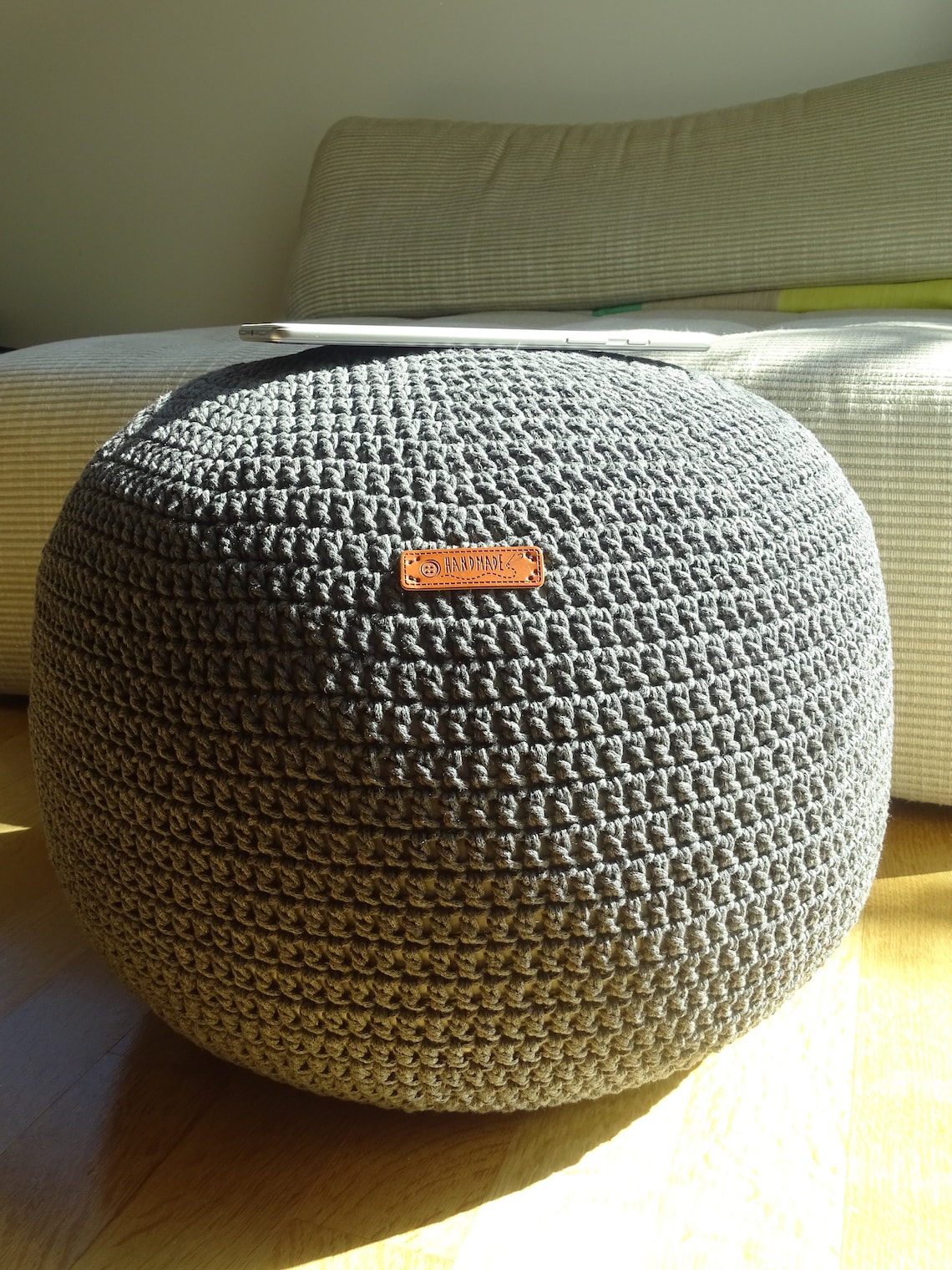 Stuffed Round Pouffe Ottoman Pouf 50% Cotton 50 Balls Floor - Etsy