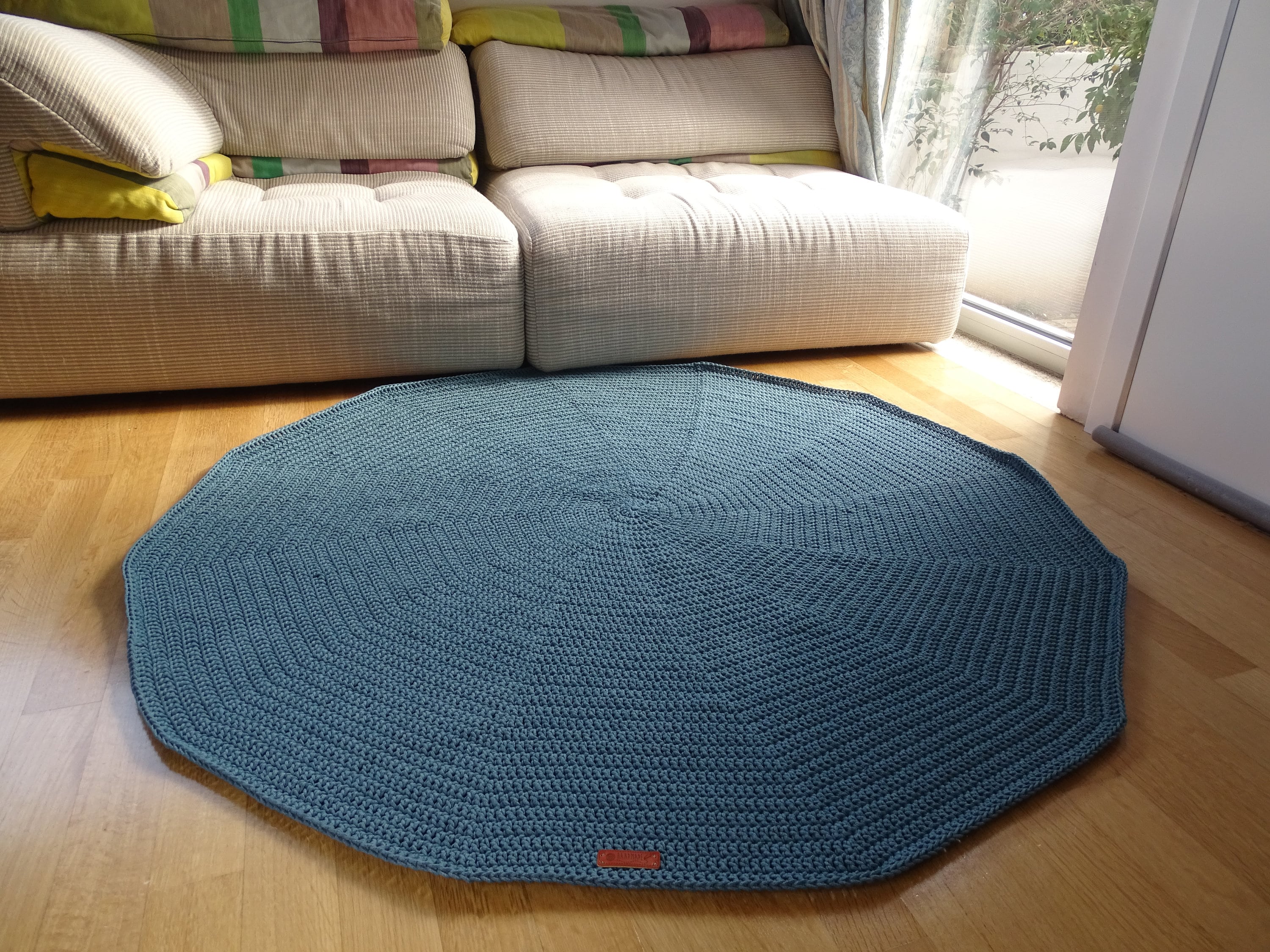 Macrame Cord Round Green Nursery Rug, Crochet Cotton Floor Carpet ...