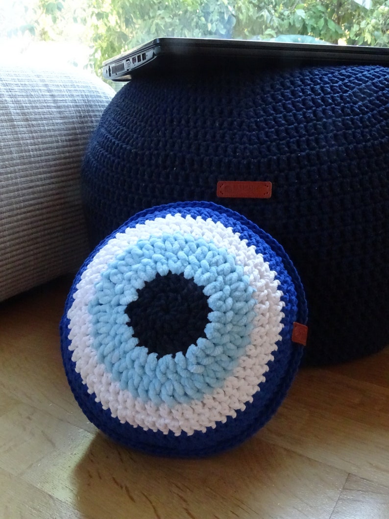 Evil Eye/nazar Crochet Pillow, Lucky Charm Decorative Pillow Double ...