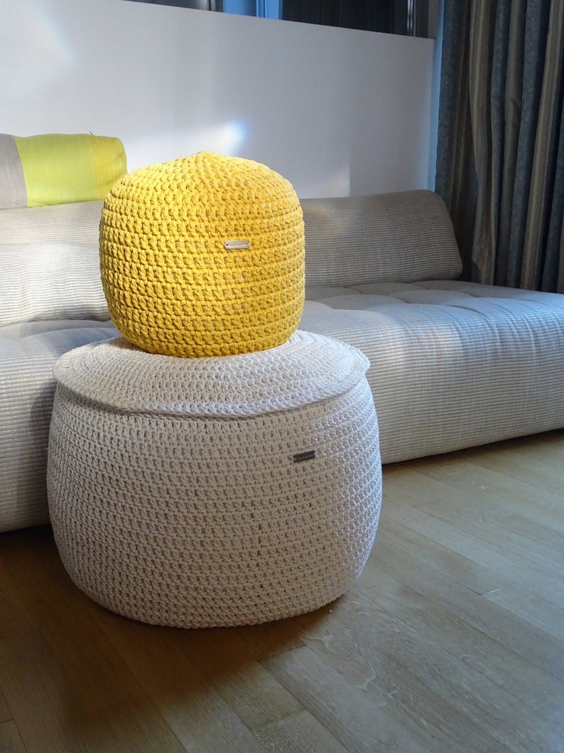 Chunky Cotton Pouffe, Double Cord Pouf, Scandinavian Pouf, Footstool ...
