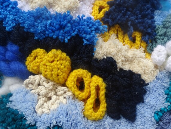 Crochet Coral Reef Cluster Freeform Fiber Art Sculpture Hyperbolic ...
