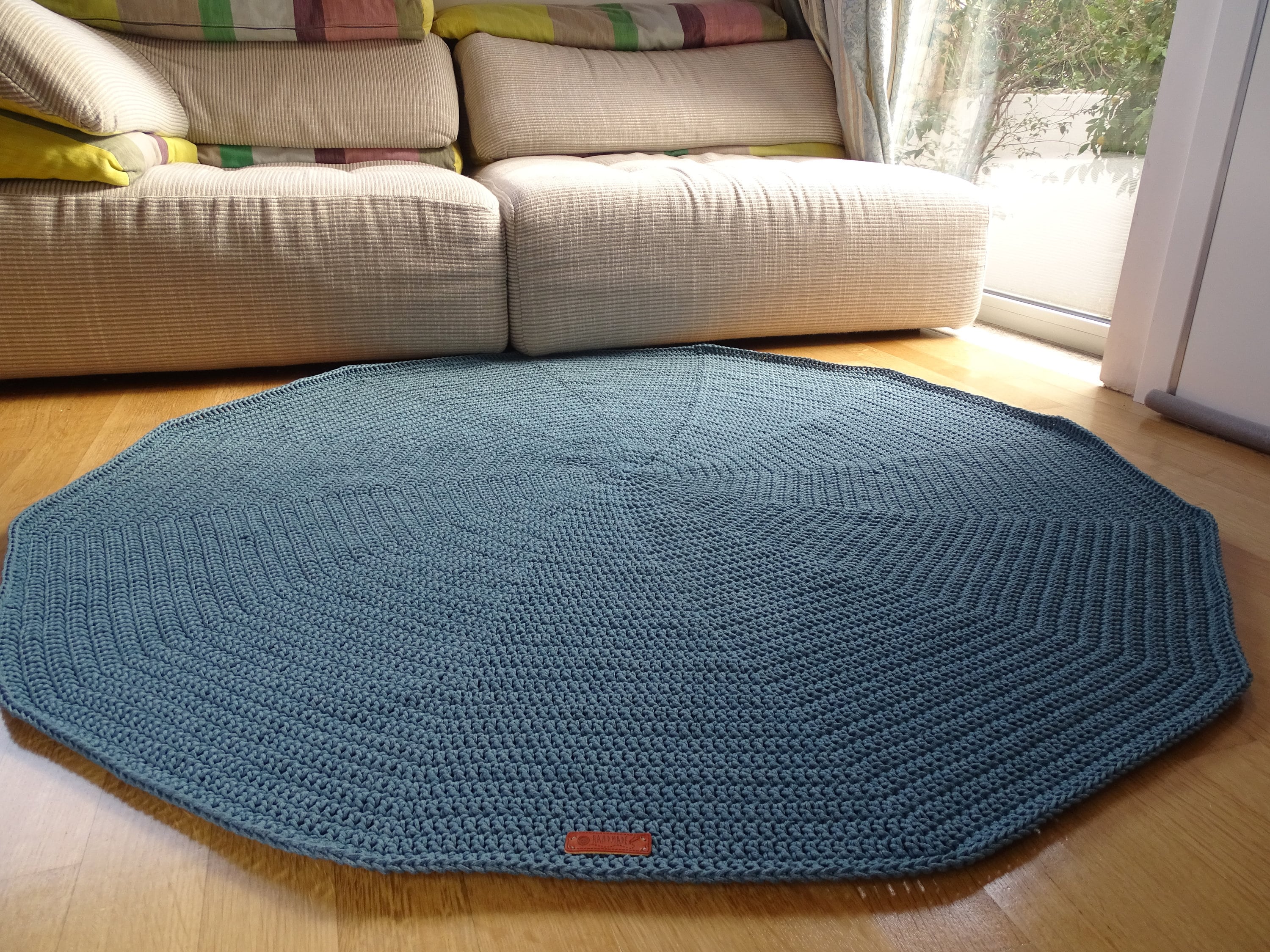 Macrame Cord Round Green Nursery Rug, Crochet Cotton Floor Carpet ...