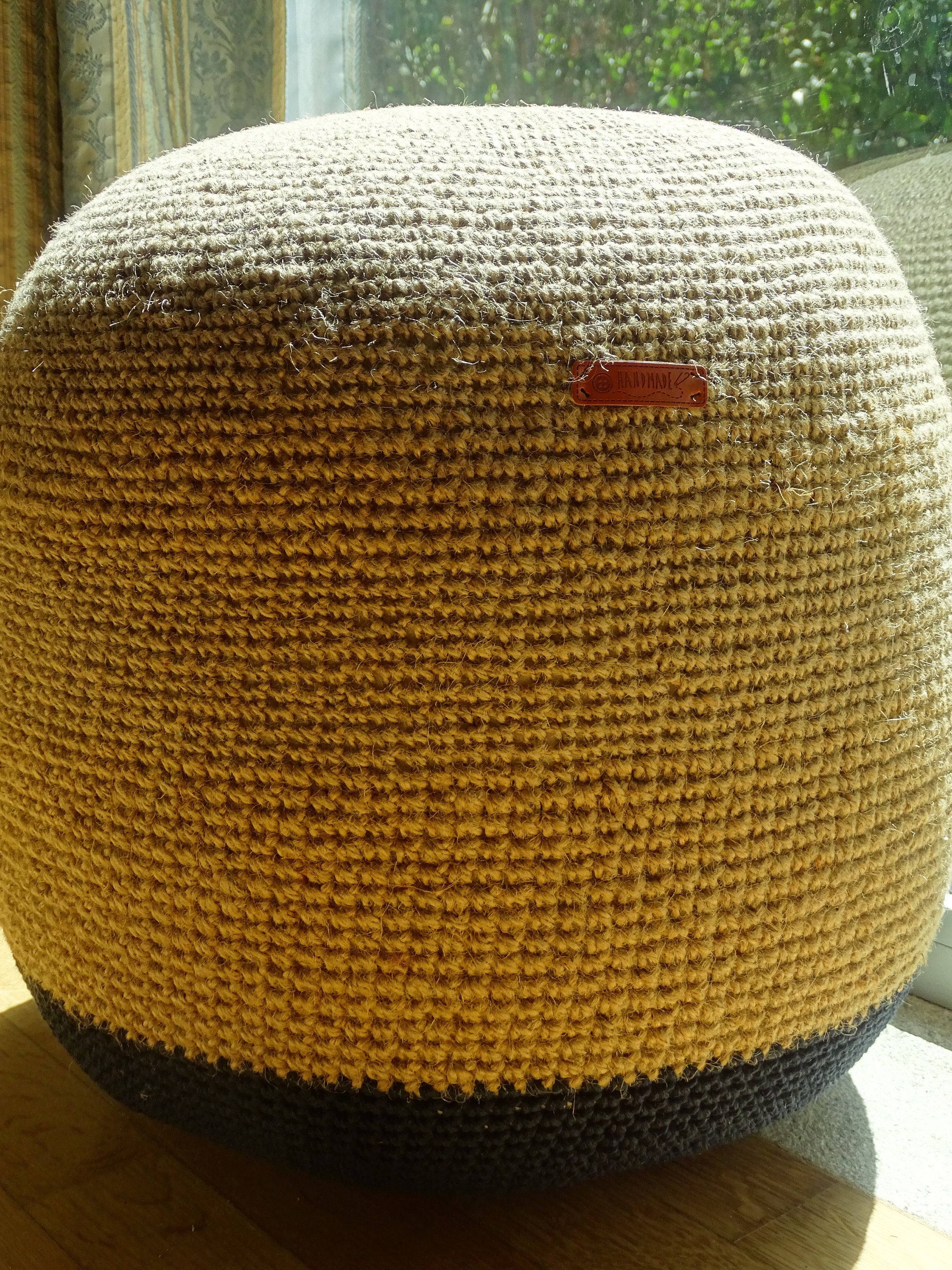 Natural Pouf Jute Twine Ratan Crochet Stuffed Pouffe/ottoman - Etsy