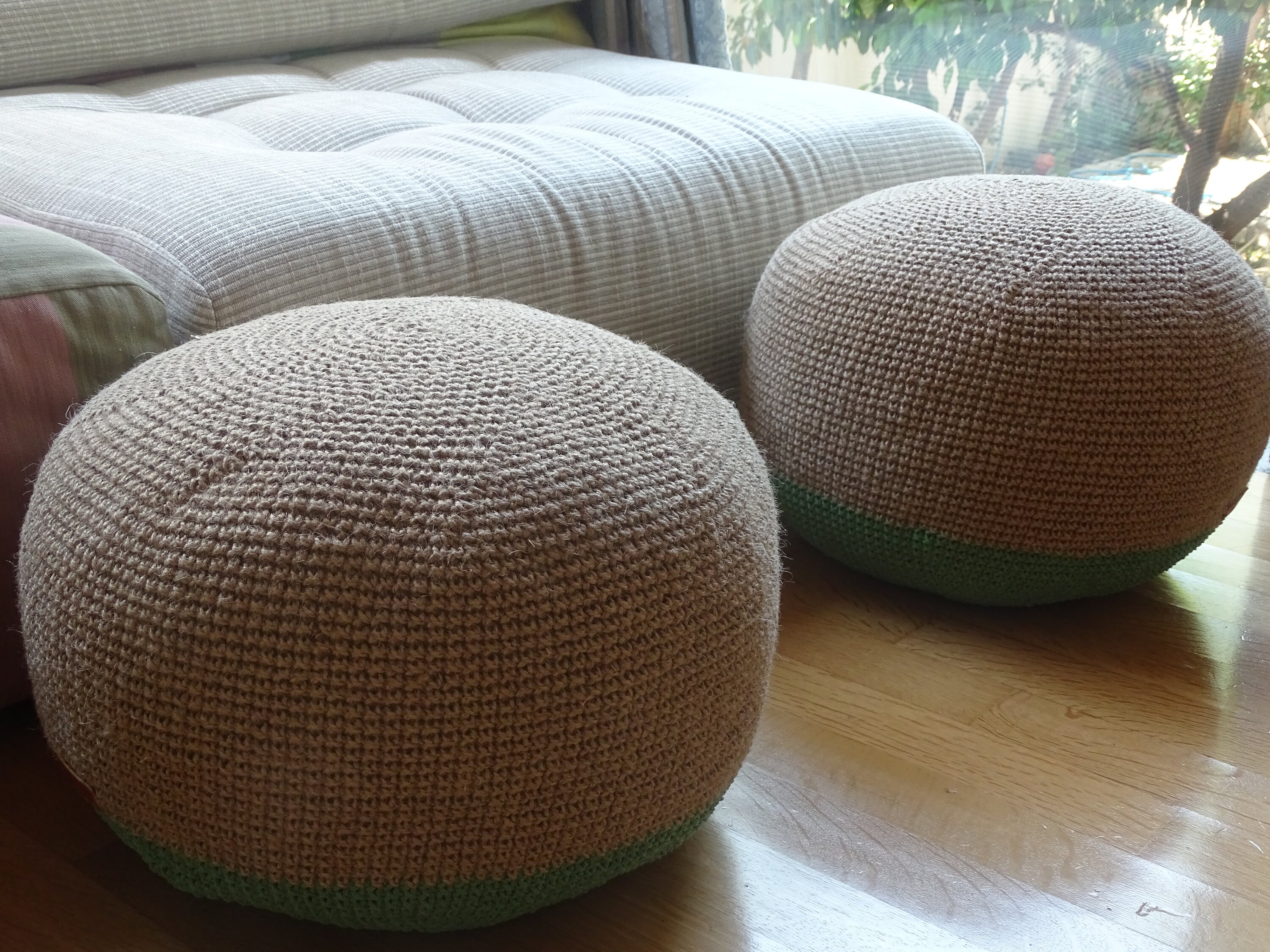 Twine Natural Jute Ratan Crochet Stuffed Pouffe/ottoman Floor - Etsy