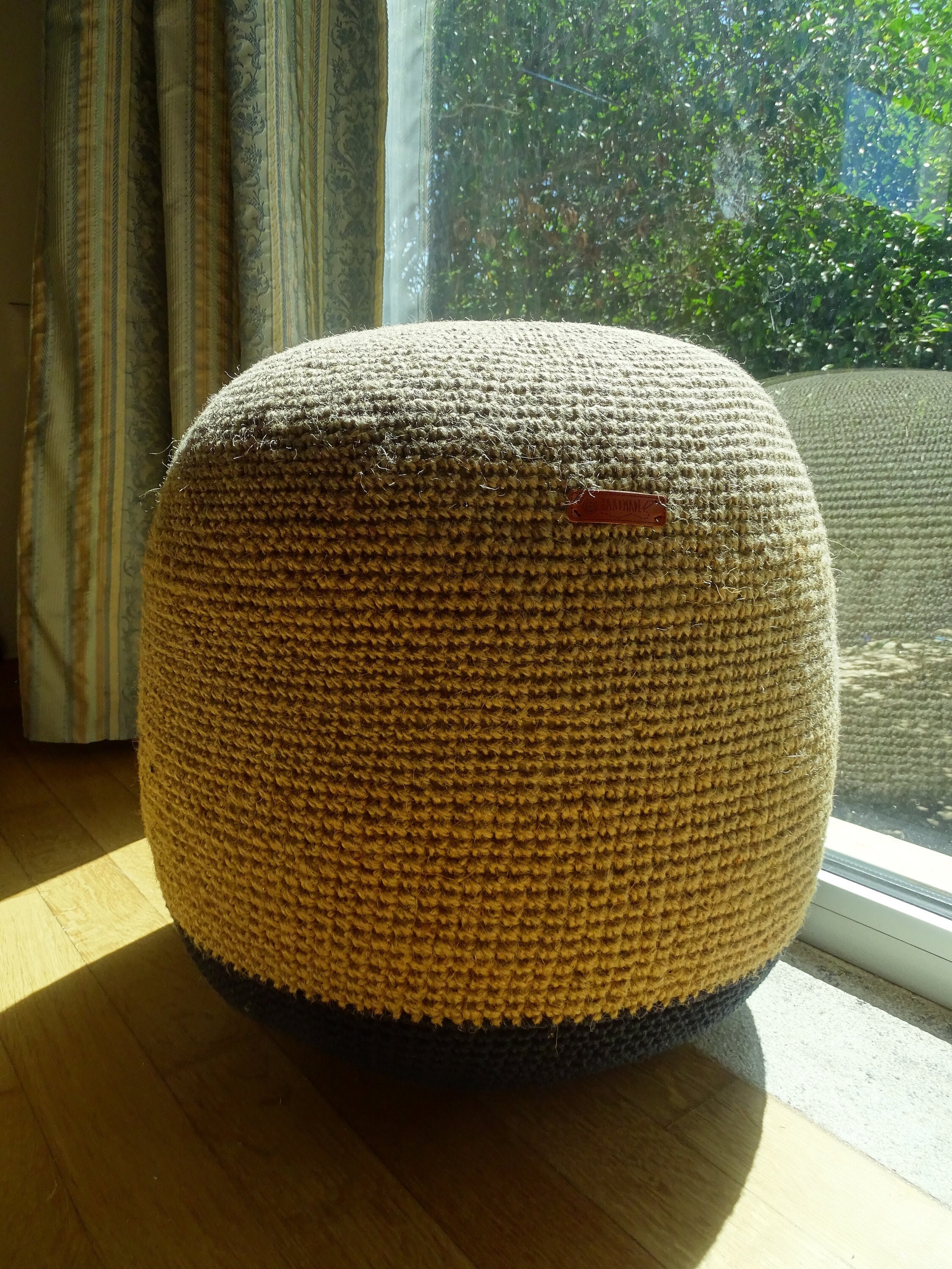 Natural Pouf Jute Twine Ratan Crochet Stuffed Pouffe/ottoman - Etsy