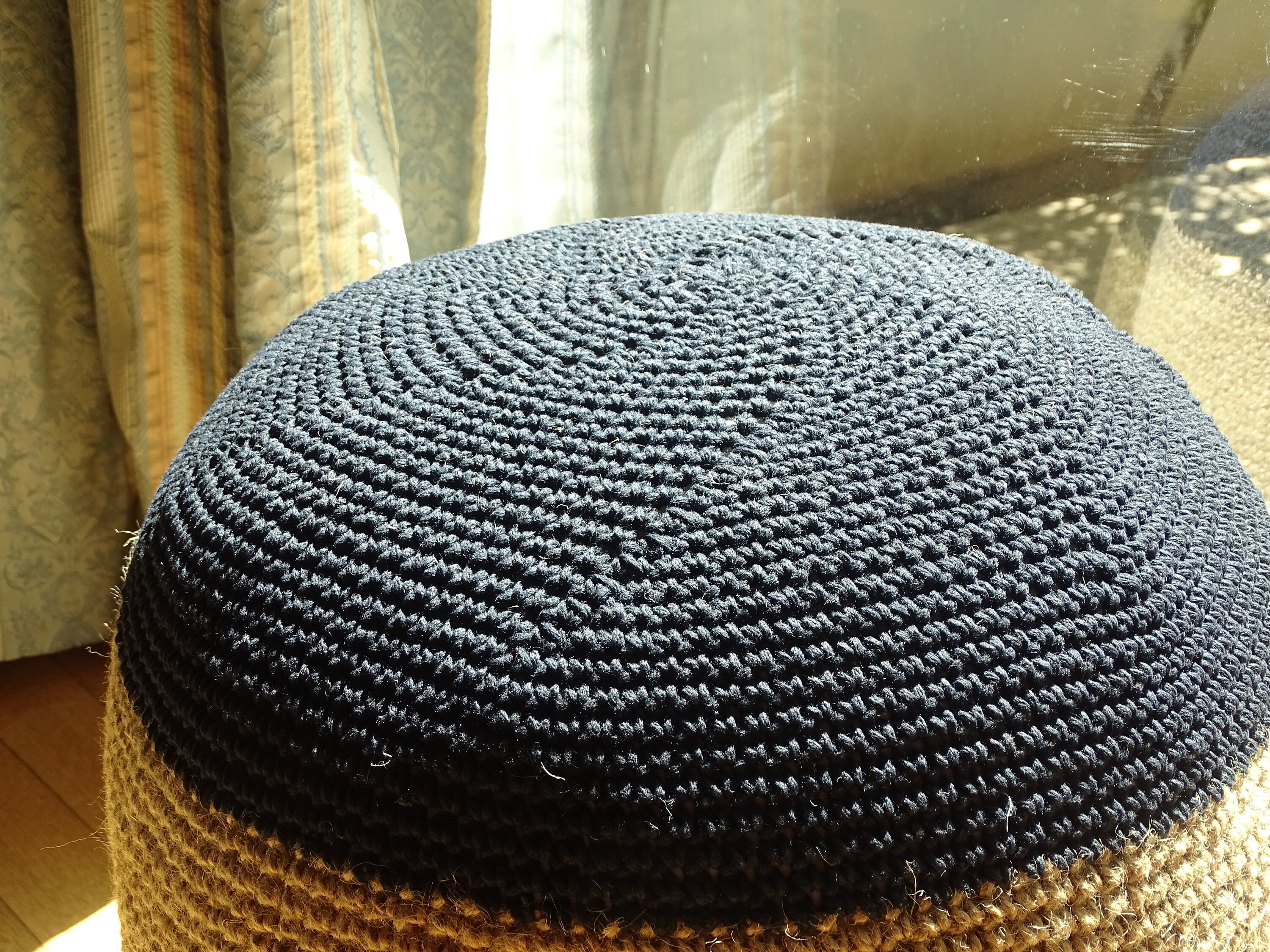 Natural Pouf Jute Twine Ratan Crochet Stuffed Pouffe/ottoman - Etsy