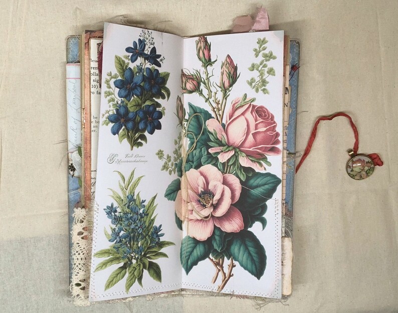 Flora A Tall, Slim Vintage Style Journal Handmade - Etsy