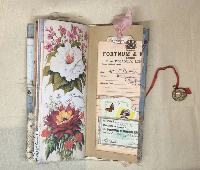 Flora A Tall, Slim Vintage Style Journal Handmade - Etsy