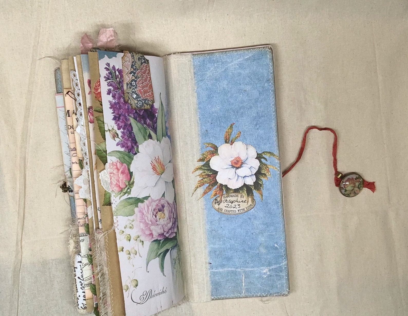 Flora A Tall, Slim Vintage Style Journal Handmade - Etsy