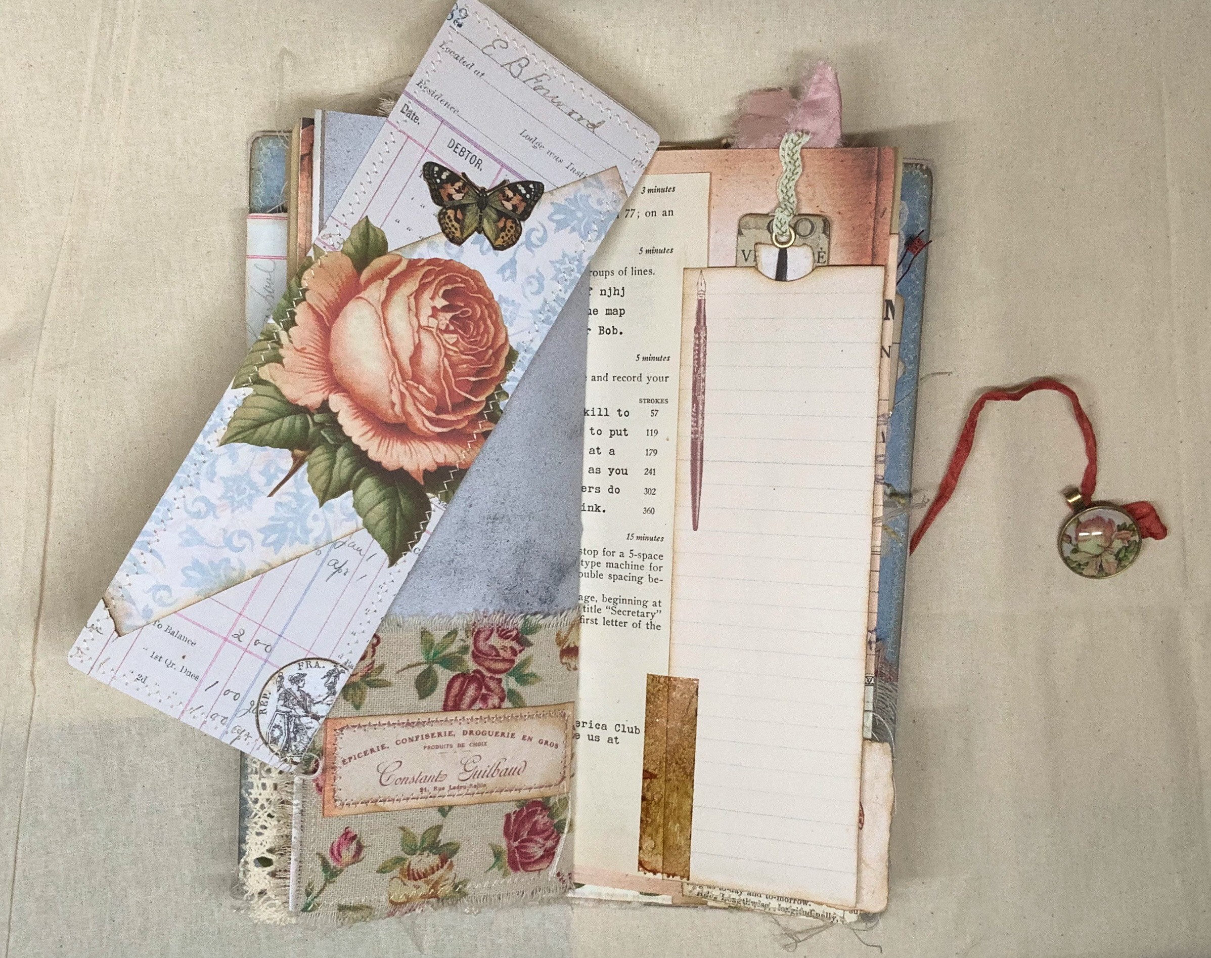 Flora A Tall, Slim Vintage Style Journal Handmade - Etsy