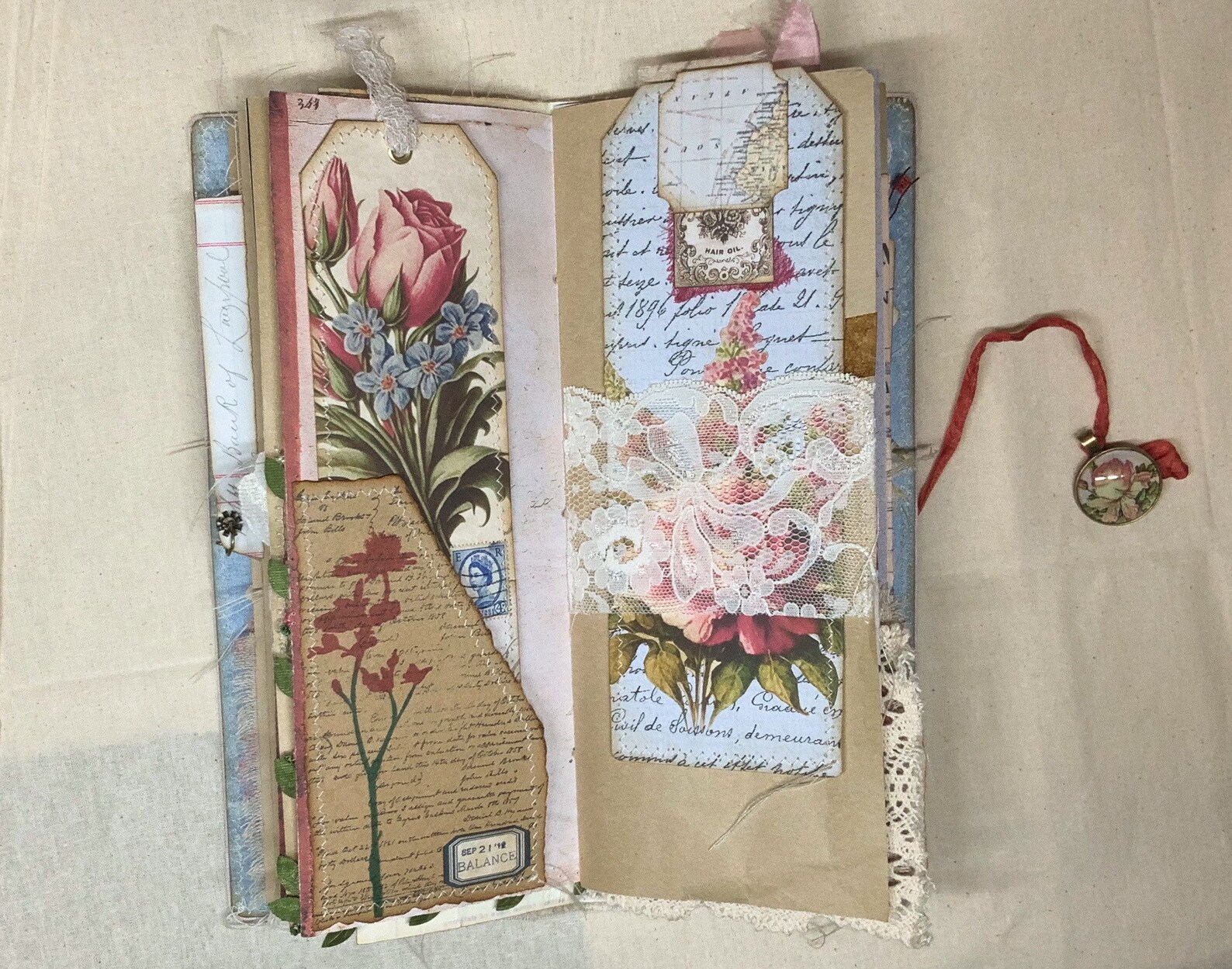 Flora A Tall, Slim Vintage Style Journal Handmade - Etsy