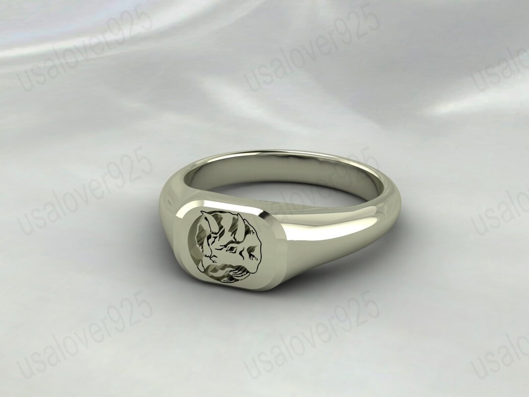 Fox Animal Signet Ring - 925 Sterling Silver -handmade Unisex Pinky ...