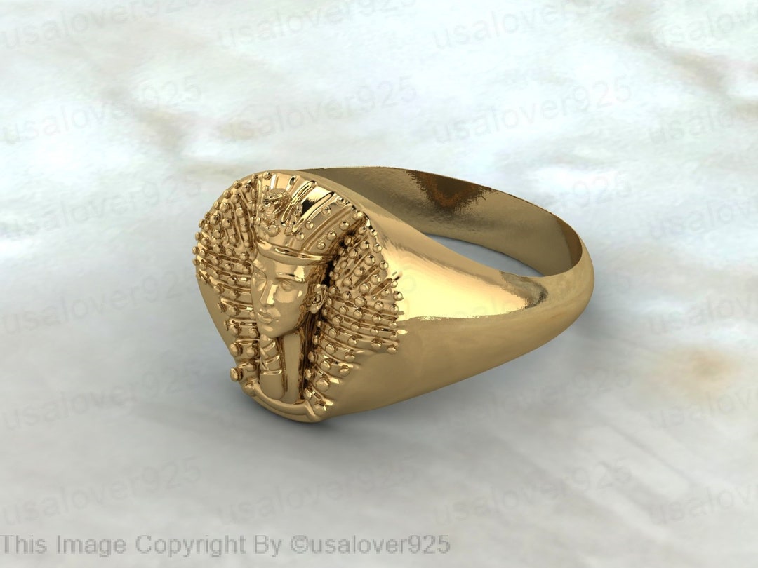 Vintage Ancient Egypt Tutankhamun Ring - Handmade Unisex Signet Unique ...