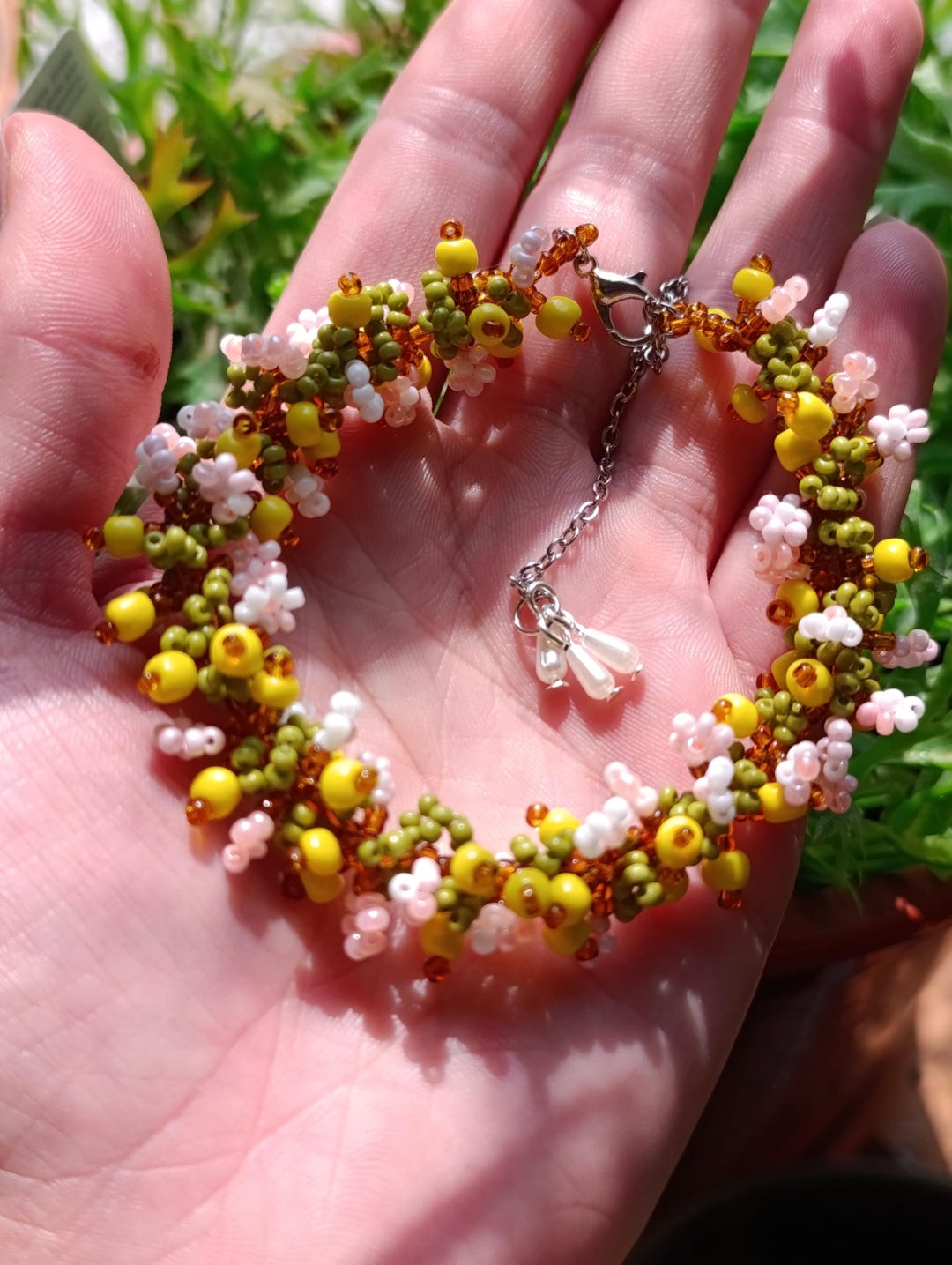 Handmade Beaded Lemon Bracelet: Boho Floral Fruit Charm - Etsy
