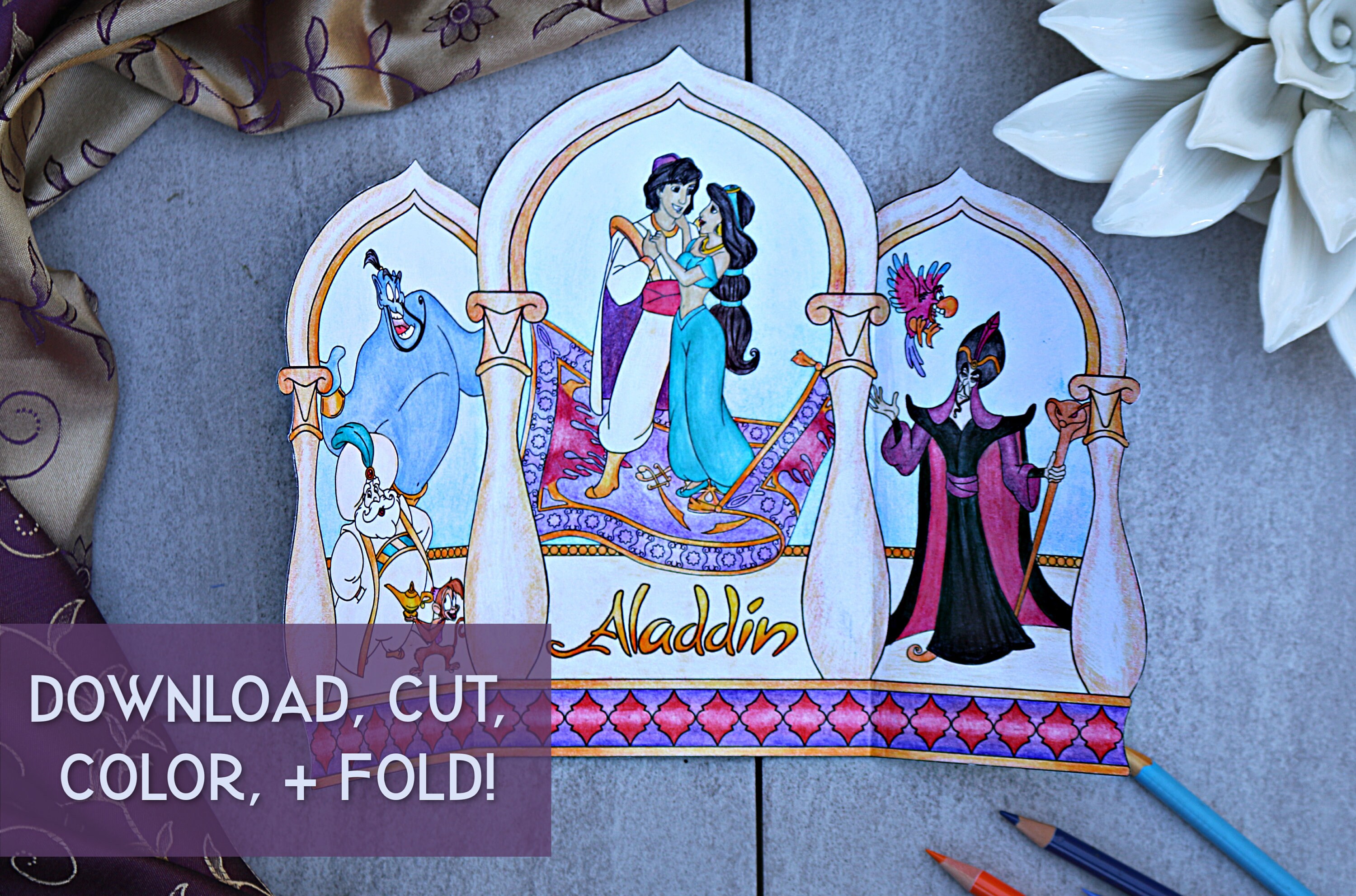 Printable Aladdin Triptych Coloring Page - Etsy New Zealand
