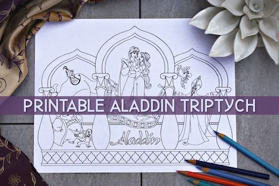 Printable Aladdin Triptych Coloring Page - Etsy New Zealand