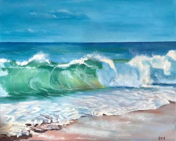 Realistic Oil Painting Stormy Ocean and Splashing Waves - Etsy