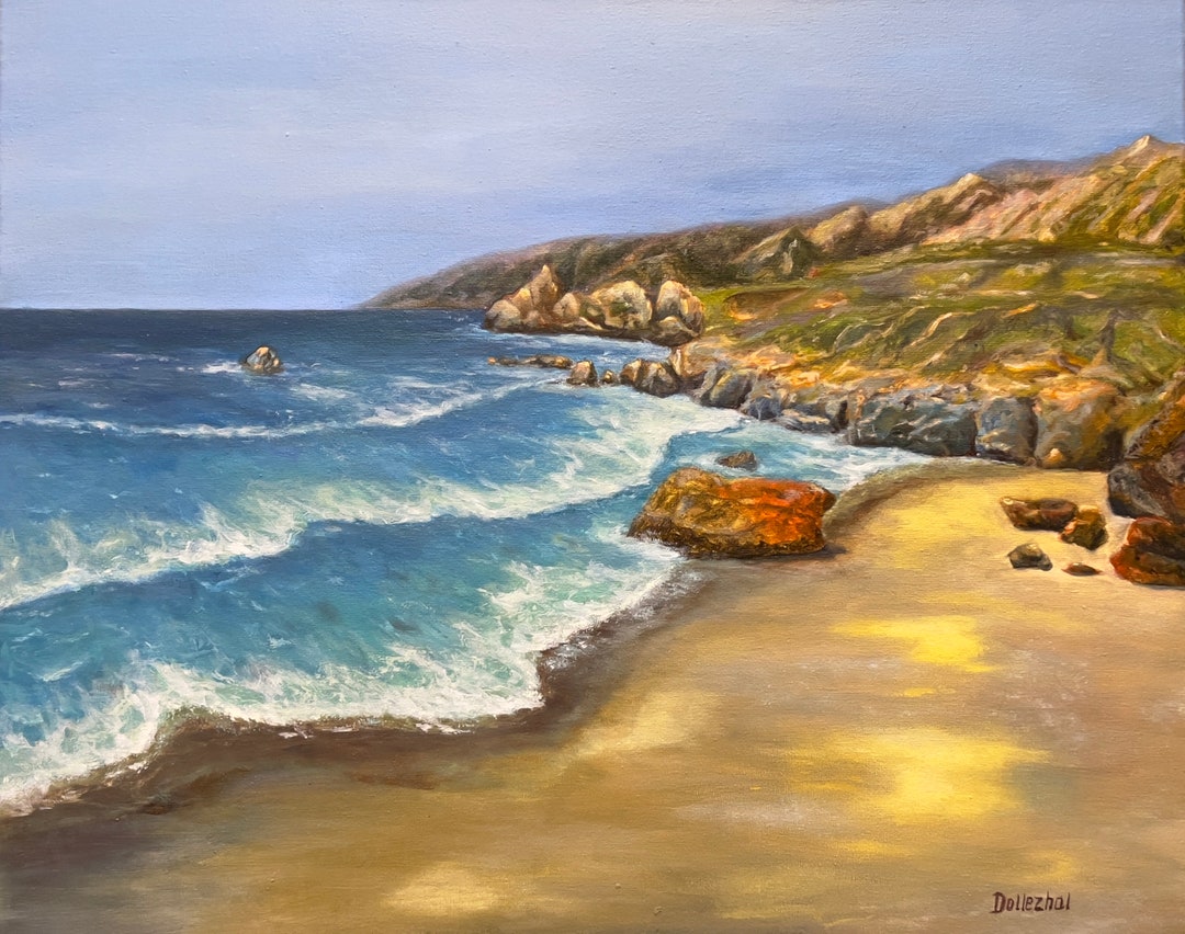 Seascape Ocean Art Nautical Realistic Original Oil Painting Blue Ocean ...