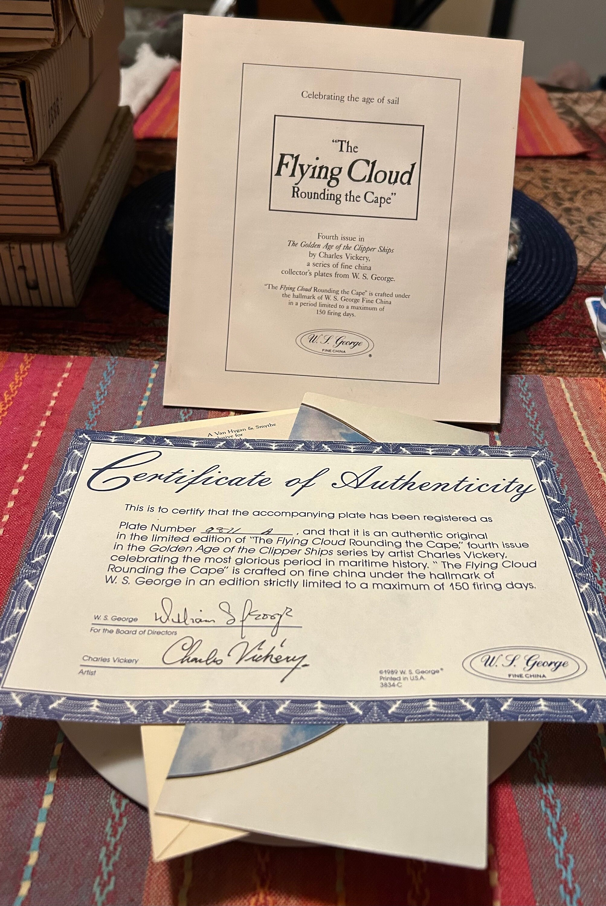 1990 the Flying Cloud Rounding the Cape by Charles Vickery on A 9 Plate ...