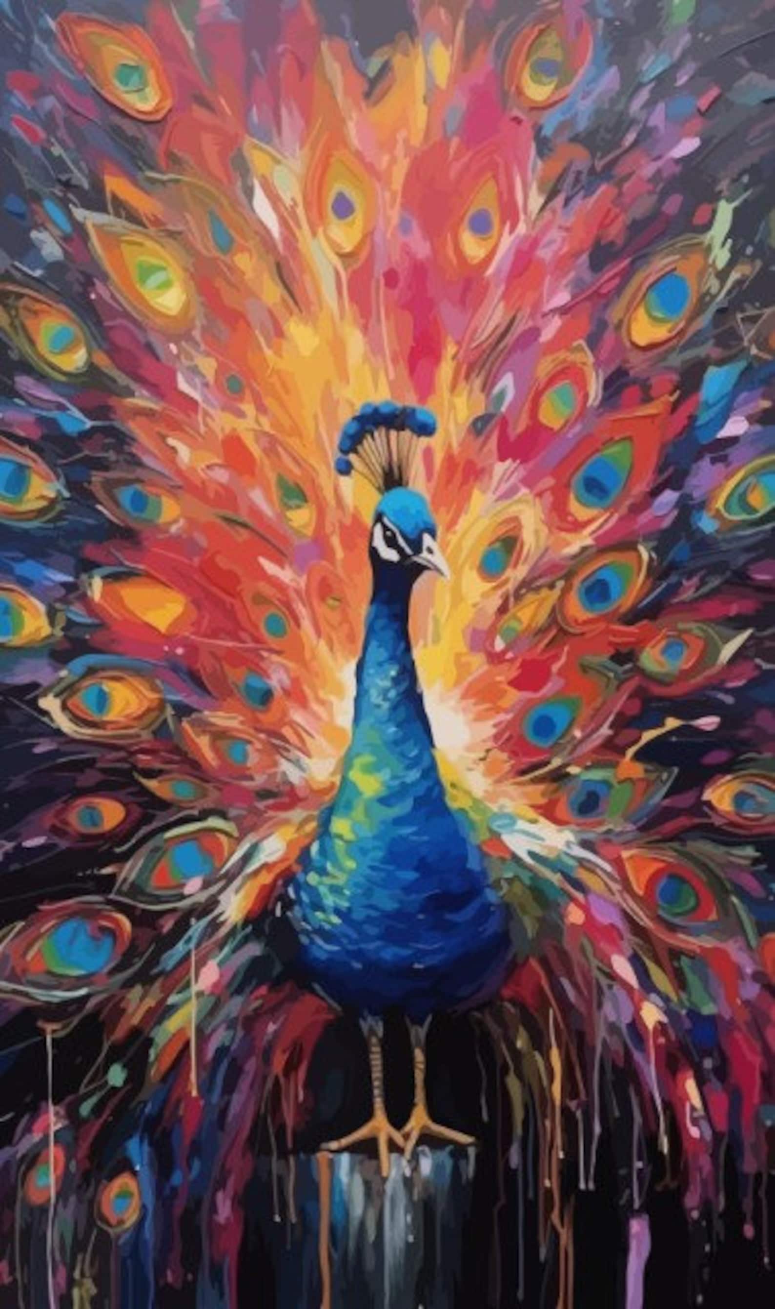 22 X 14 Colorful Peacock Print on Canvas - Etsy