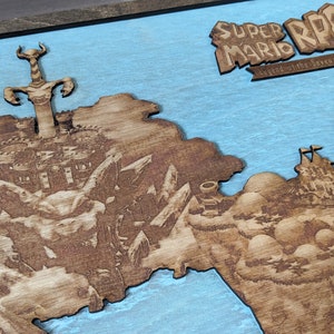 Mario RPG World Map: Video Game Wood Map, Mario Map, Game Room, Office ...