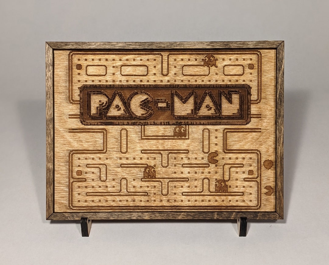 Pac Man Arcade Wood Inspired Shadow Box: Video Game Art, Retro Arcade ...