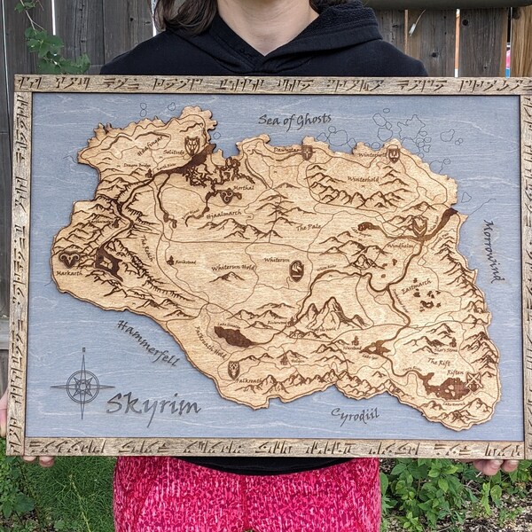 Skyrim Wood Map Art - Etsy