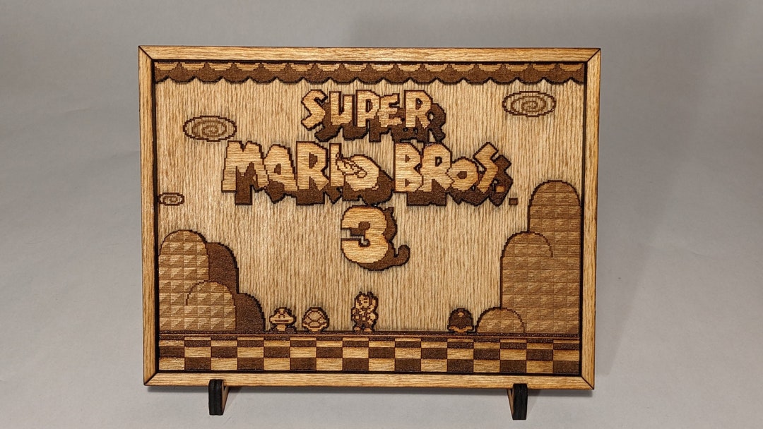 Super Mario 3 Title Wood Shadow Box: Video Game Art, Game Room Gift ...
