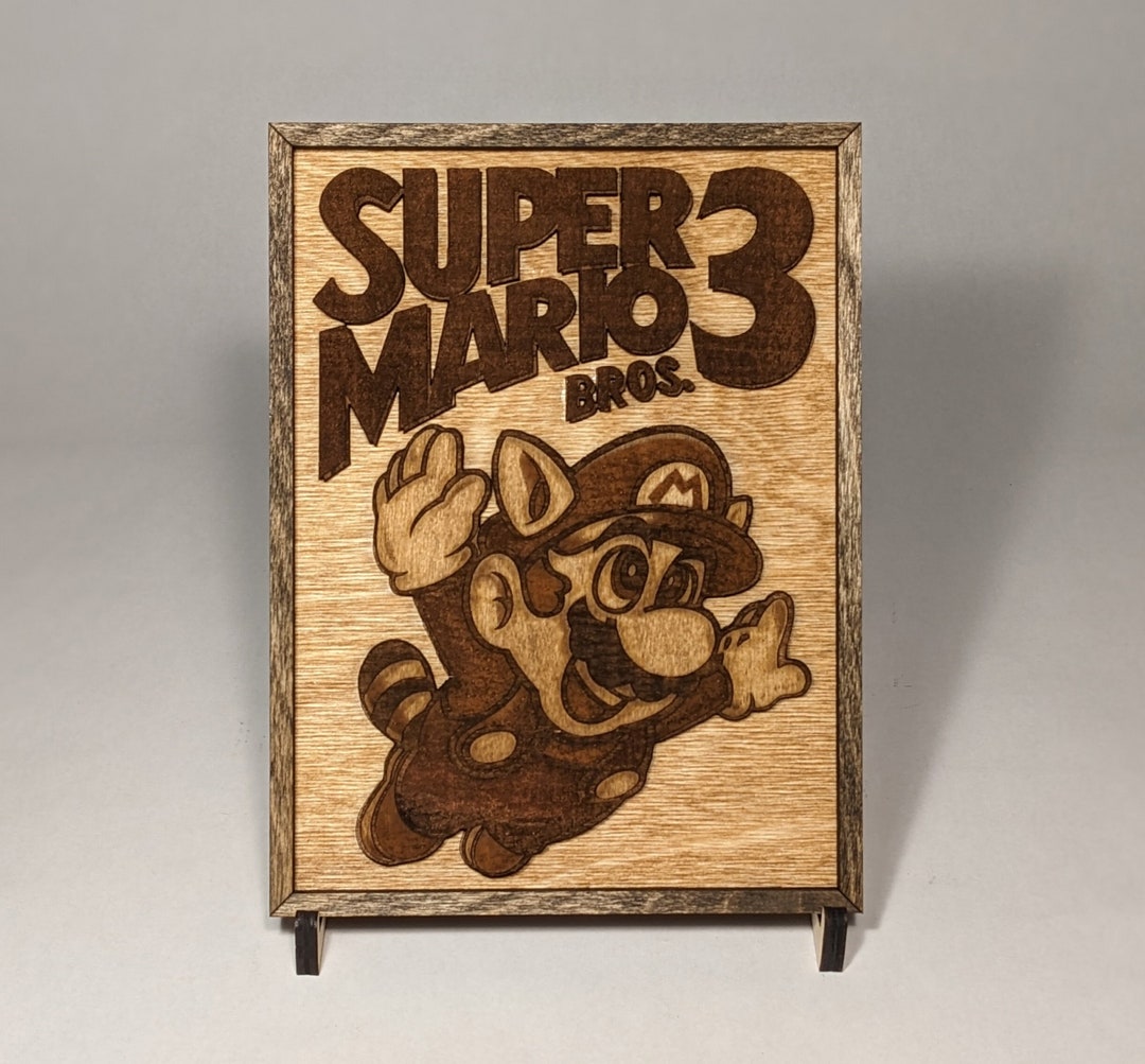 Super Mario Bros 3 Wood Shadow Box: Tanooki Mario Art Video Game Art ...