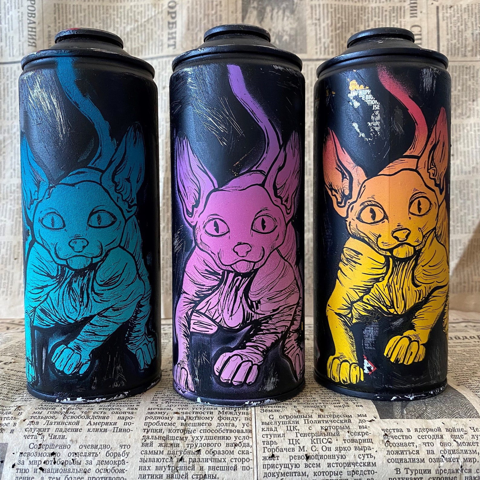 Sphinx Cat - Spray Cans Art - Street Art - Graffiti - Etsy