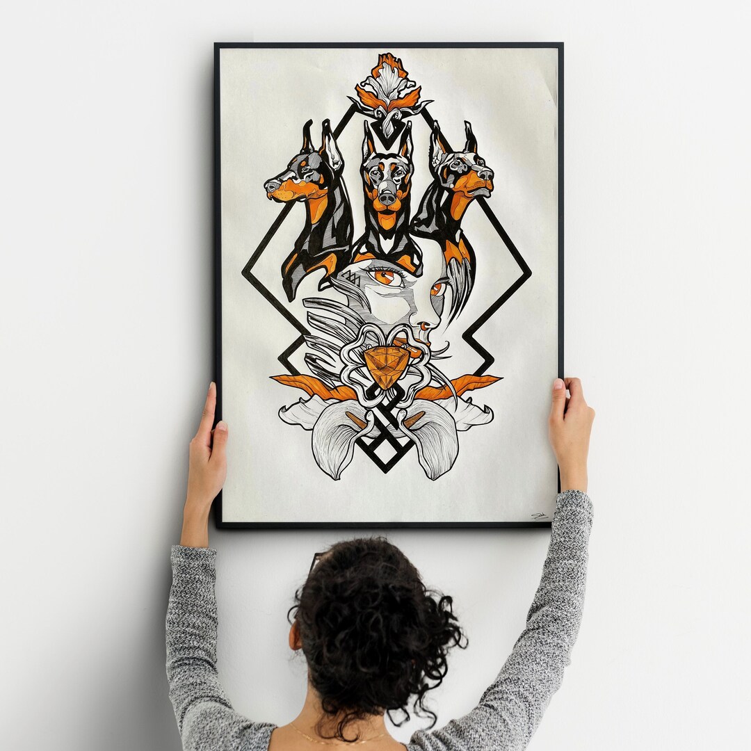 Drawing - Comics - Manga - Sketch - Geometric Art - Doberman Portrait ...